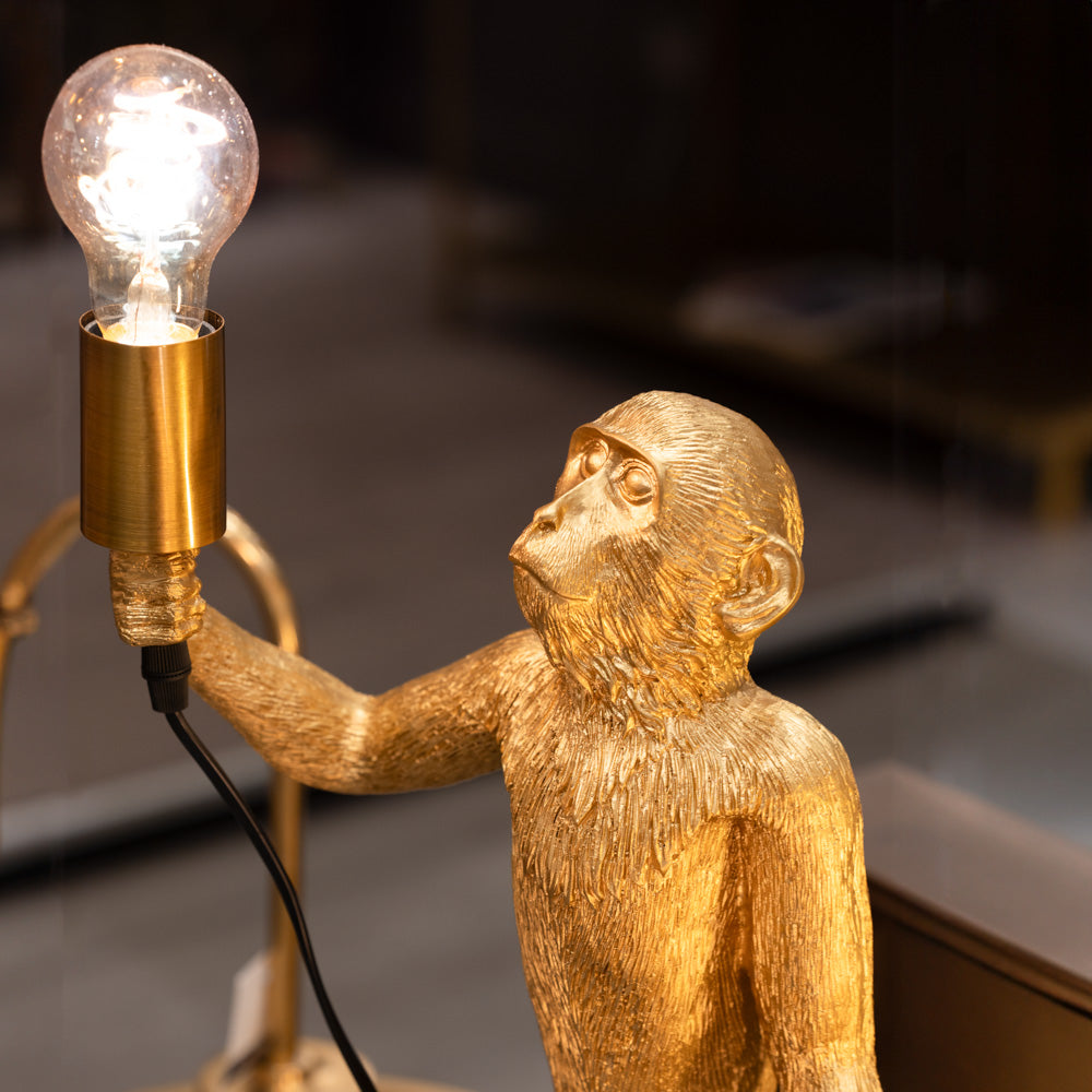 MONKEY STANDING LAMP GOLD 56CM The King Oak